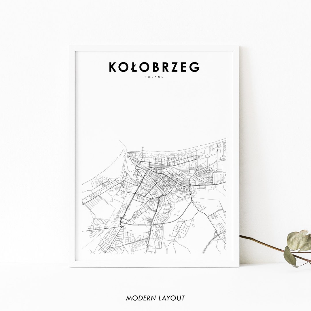 Kolobrzeg Polonia Mapa Impresión, Kołobrzeg Polska Mapa Arte Cartel ...