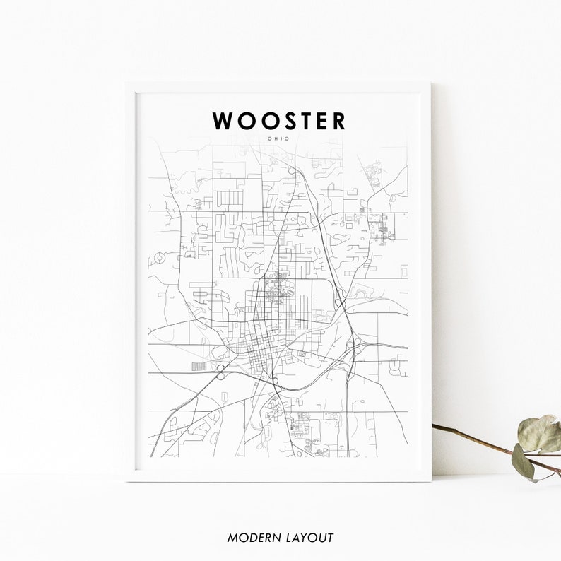 Wooster OH Map Print, Ohio USA Map Art Poster, Wayne County, City ...
