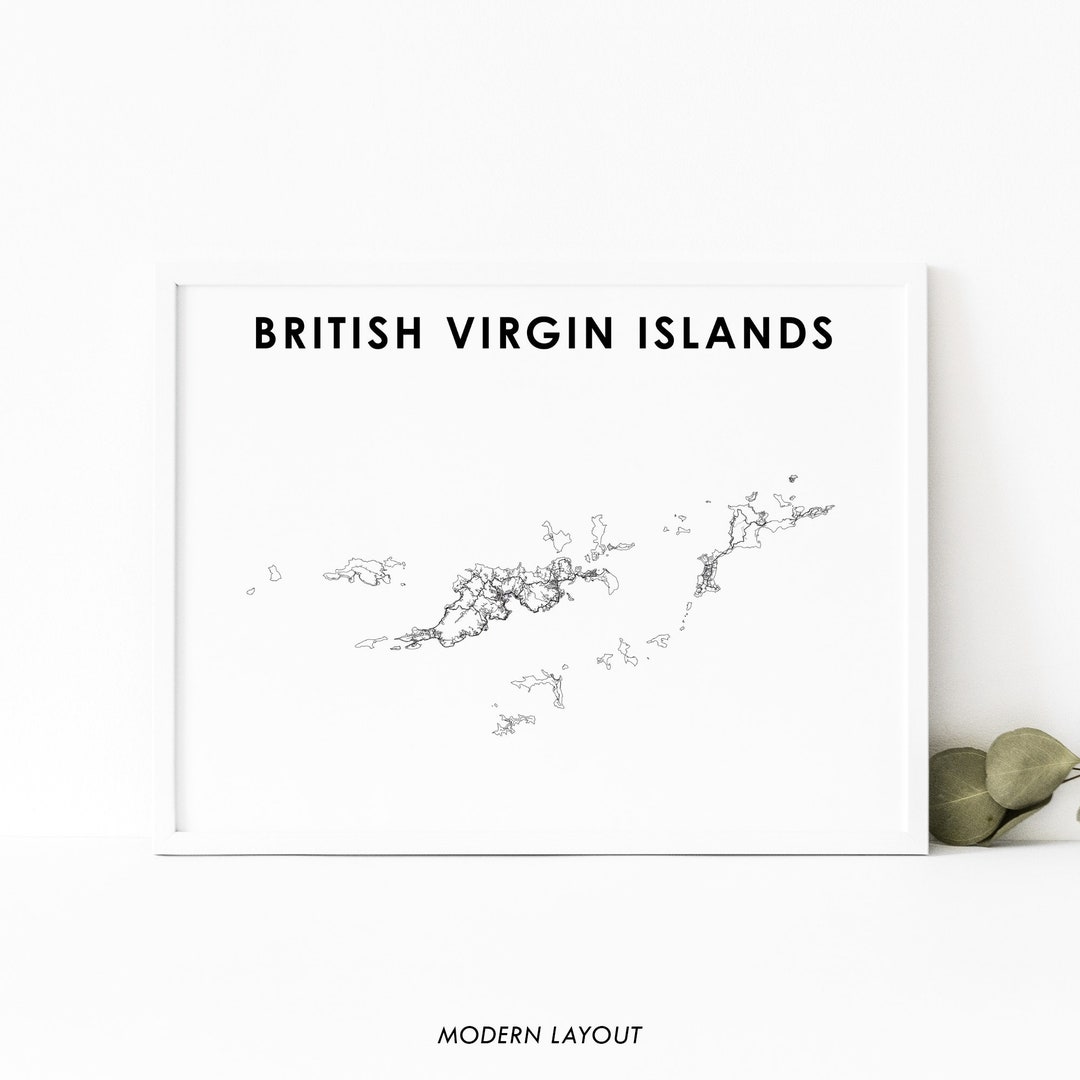 British Virgin Islands Map Print, Country Road Map Poster, Road Town ...