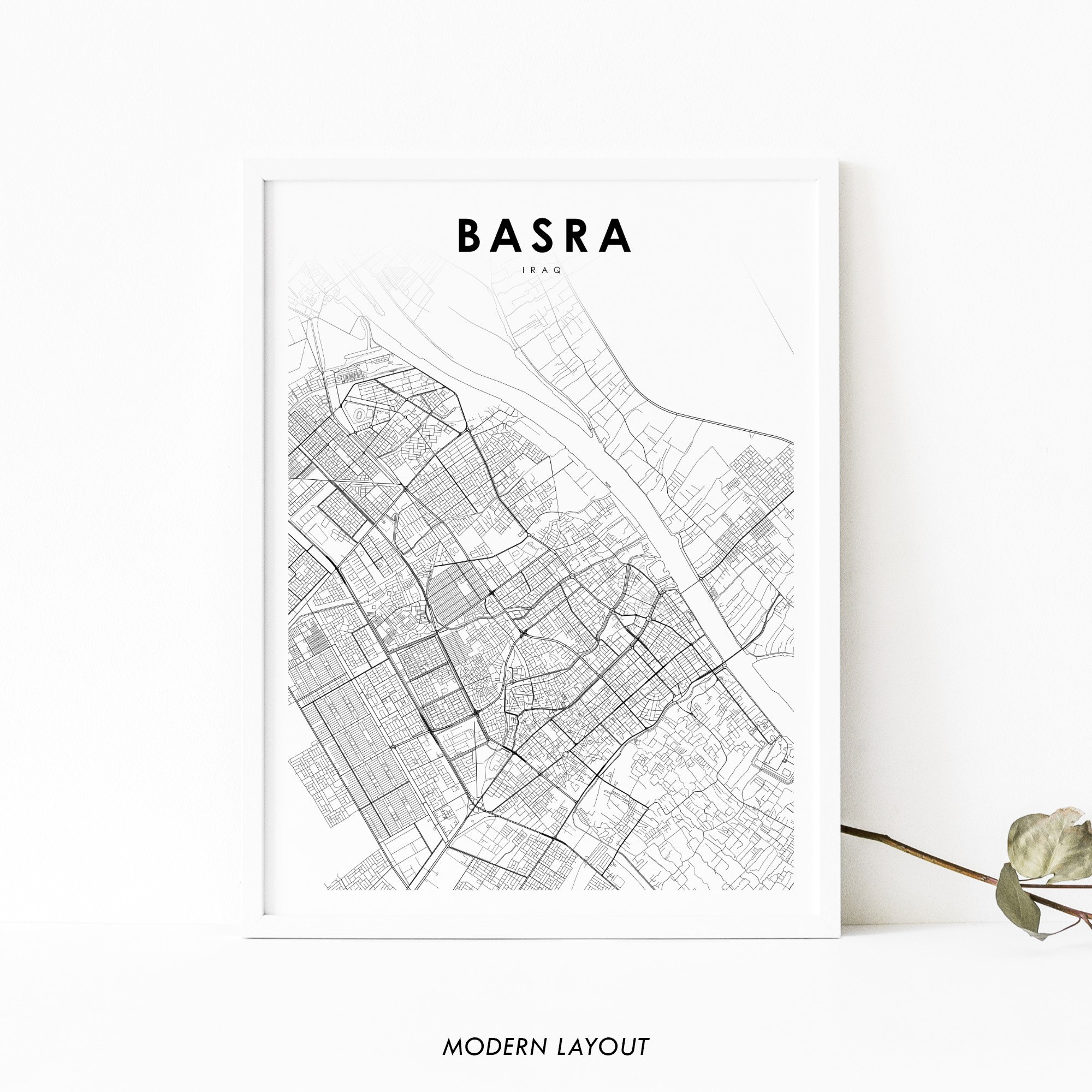 Basra Iraq Map Print Map Art Poster Basrah Shatt Al-arab - Etsy Canada