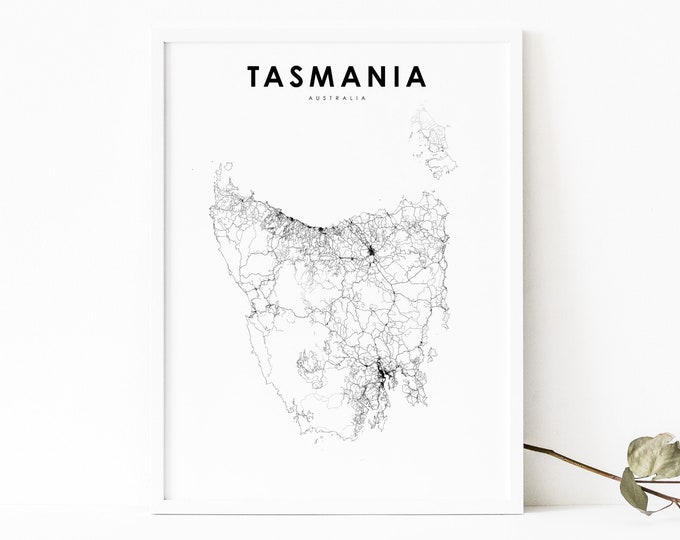 Tasmanien, Australien, TAS, State Road Map Print Wandkunst | A4 A3 A2 ...