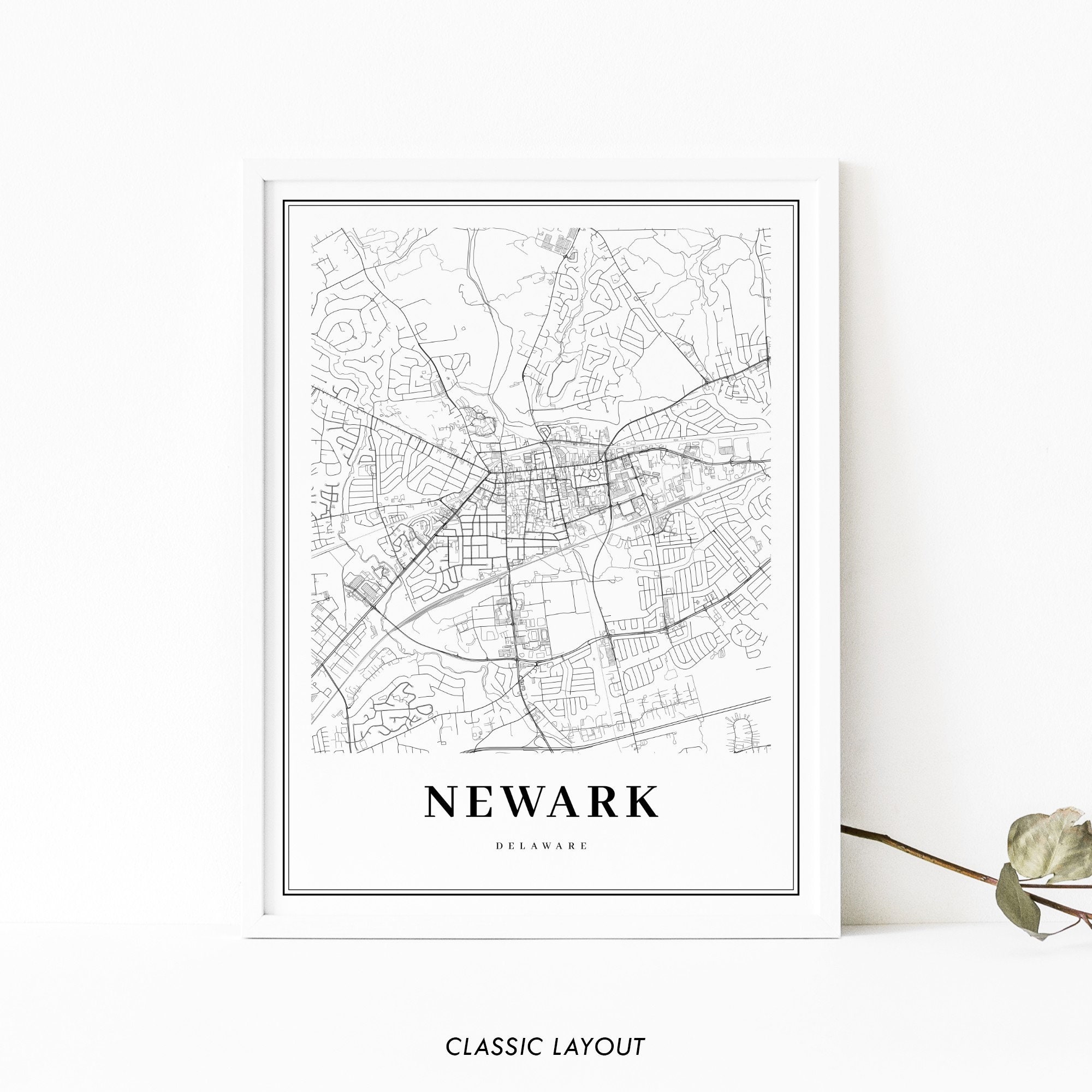 Newark DE Map Print Delaware USA Map Art Poster New Castle | Etsy