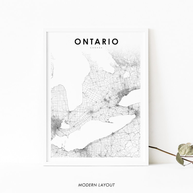 Southern Ontario Map Print ON Canada Map Art Poster Toronto - Etsy