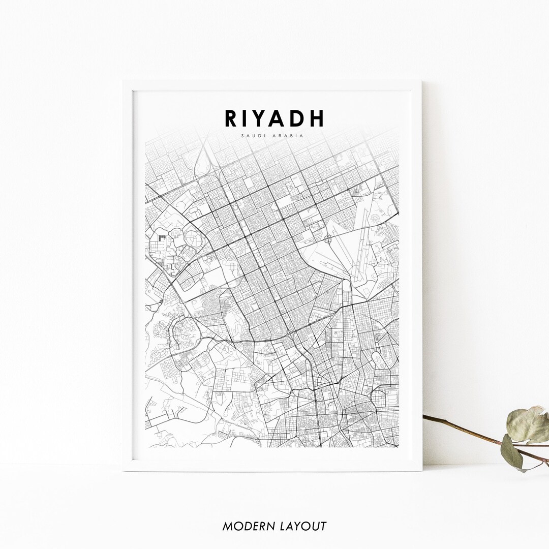 Riyadh Saudi Arabia Map Print, Map Art Poster, الرياض City Road Street ...