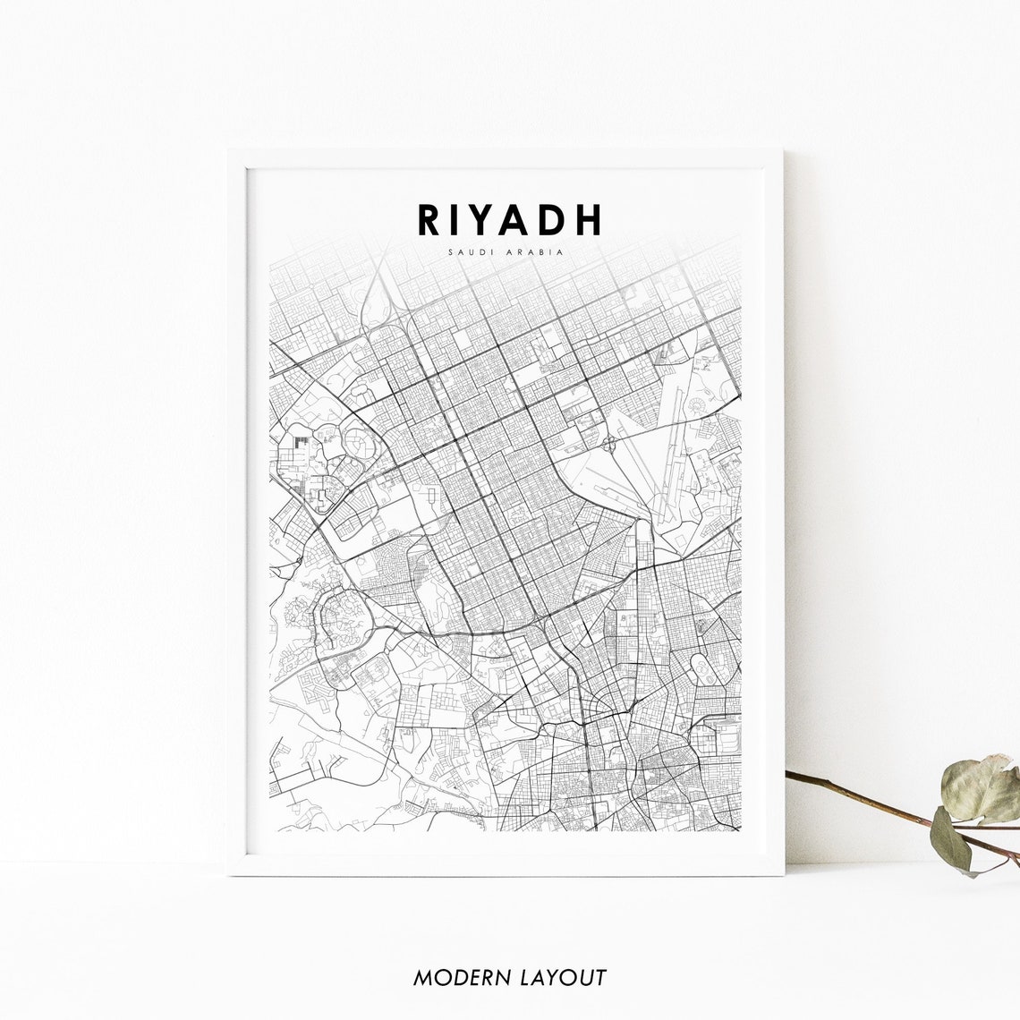 Riyadh Saudi Arabia Map Print, Map Art Poster, الرياض City Road Street ...