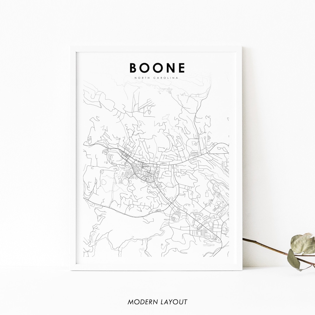 Boone NC Map Print, North Carolina USA Map Art Poster, Watauga, City ...