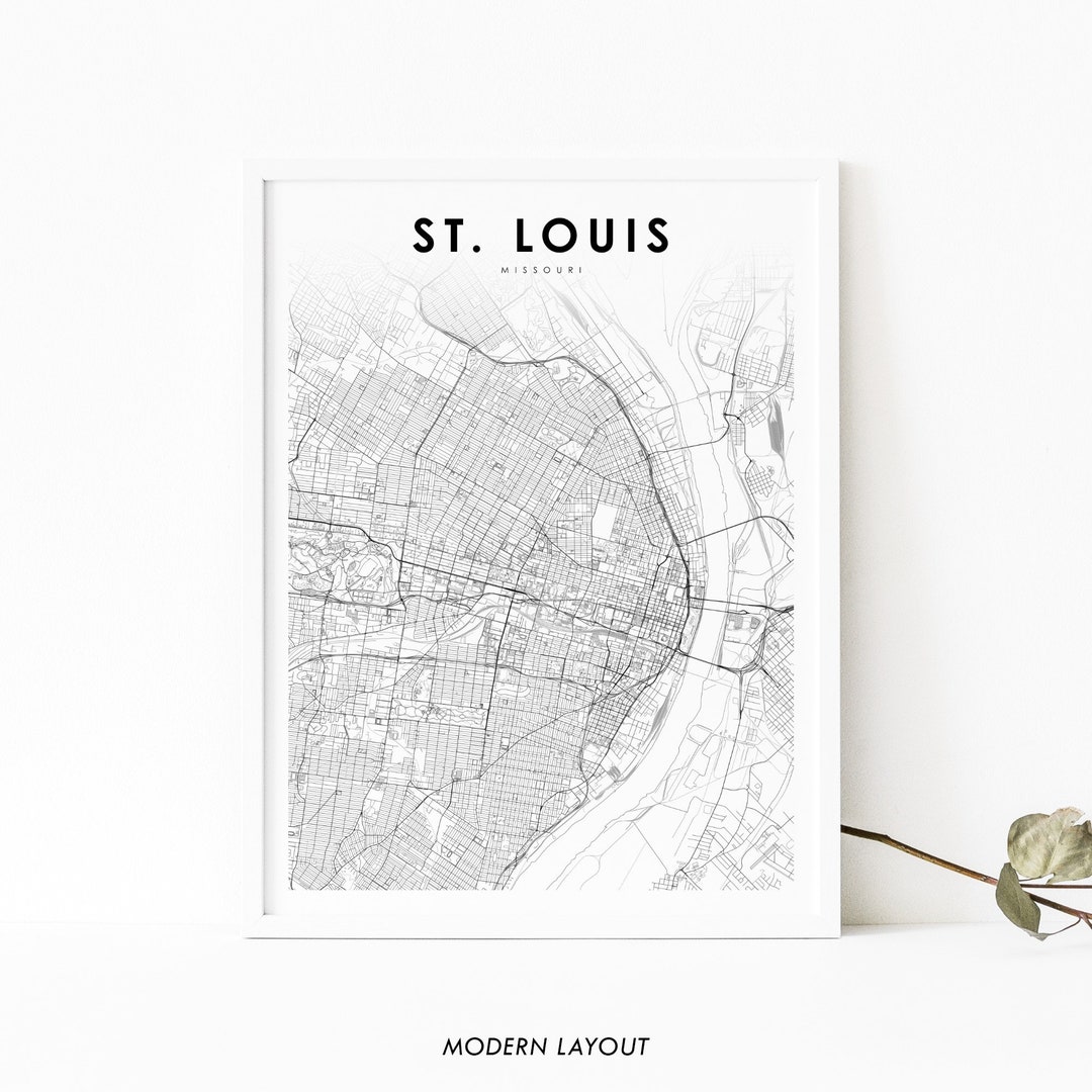 Downtown St. Louis MO Map Print, Missouri USA Map Art Poster, City ...
