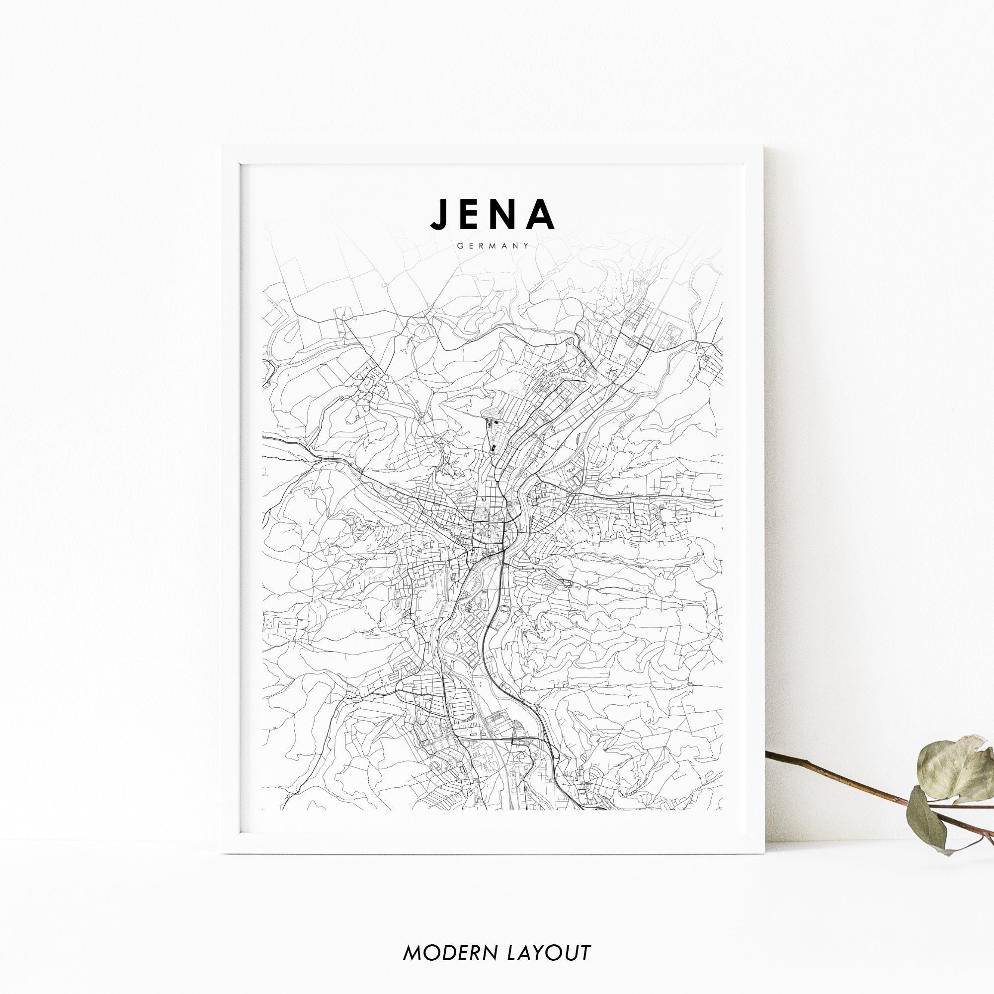 Jena Germany Map Print Map Art Poster Thuringia City Street | Etsy