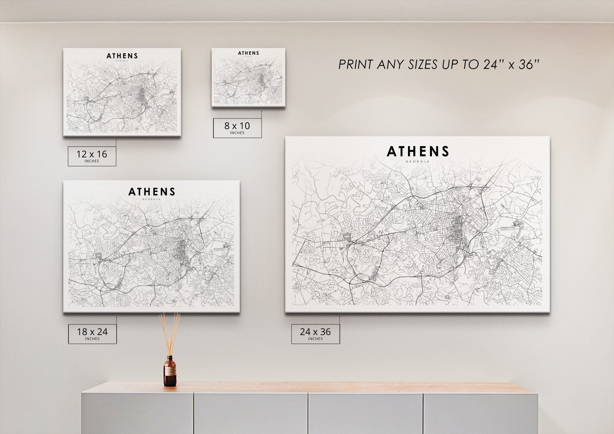 Athens GA Map Print Georgia USA Map Art Poster Athens-clarke - Etsy