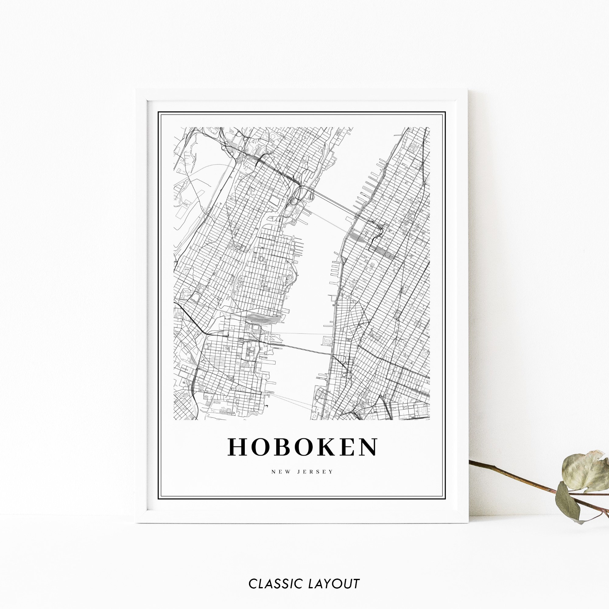 Hoboken NJ Map Print New Jersey USA Map Art Poster Hudson - Etsy