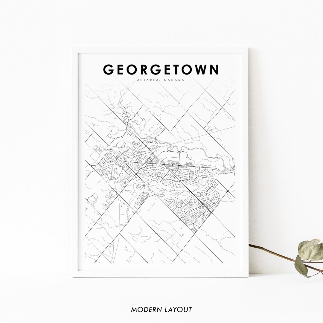 Georgetown Ontario Map Print, ON Canada Map Art Poster, Halton Hills ...