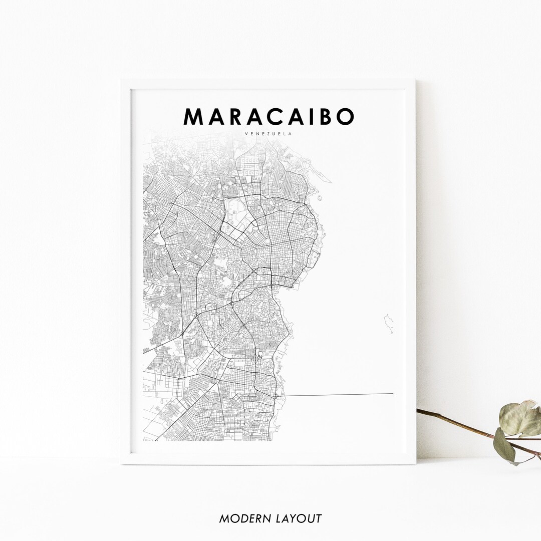 Maracaibo Venezuela Map Print, Map Art Poster, City Street Road Map ...