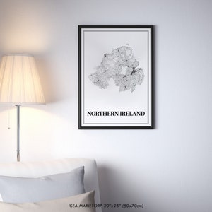 Northern Ireland Map Print, Road Map Art Poster, UK United Kingdom ...