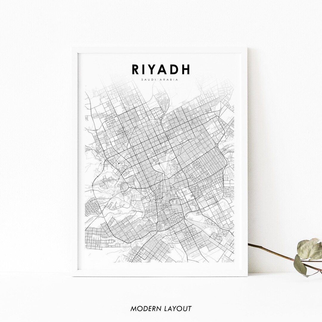 Riyadh Area Saudi Arabia Map Print, Map Art Poster, الرياض Ar-riyāḍ ...