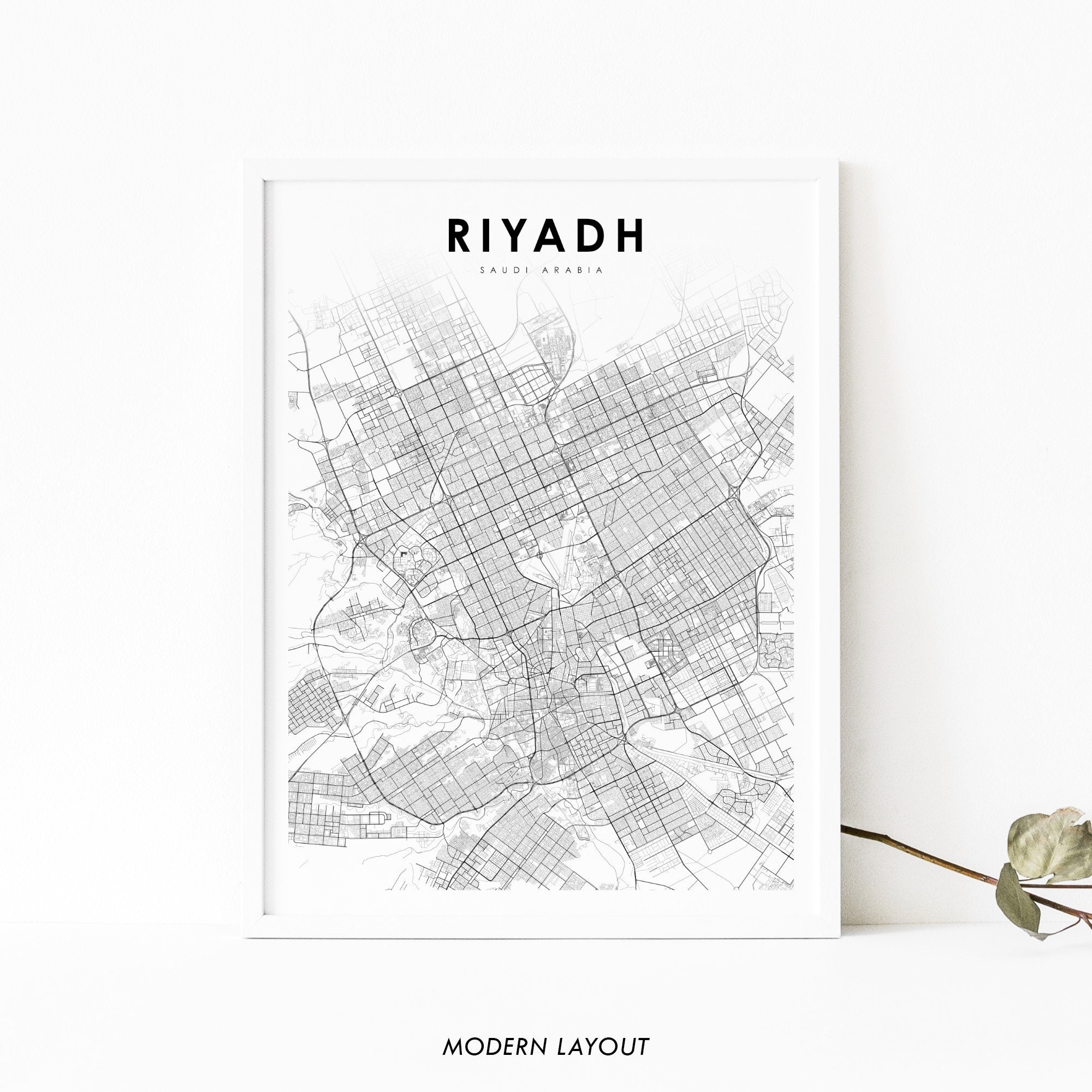 Riyadh Area Saudi Arabia Map Print Map Art Poster الرياض | Etsy