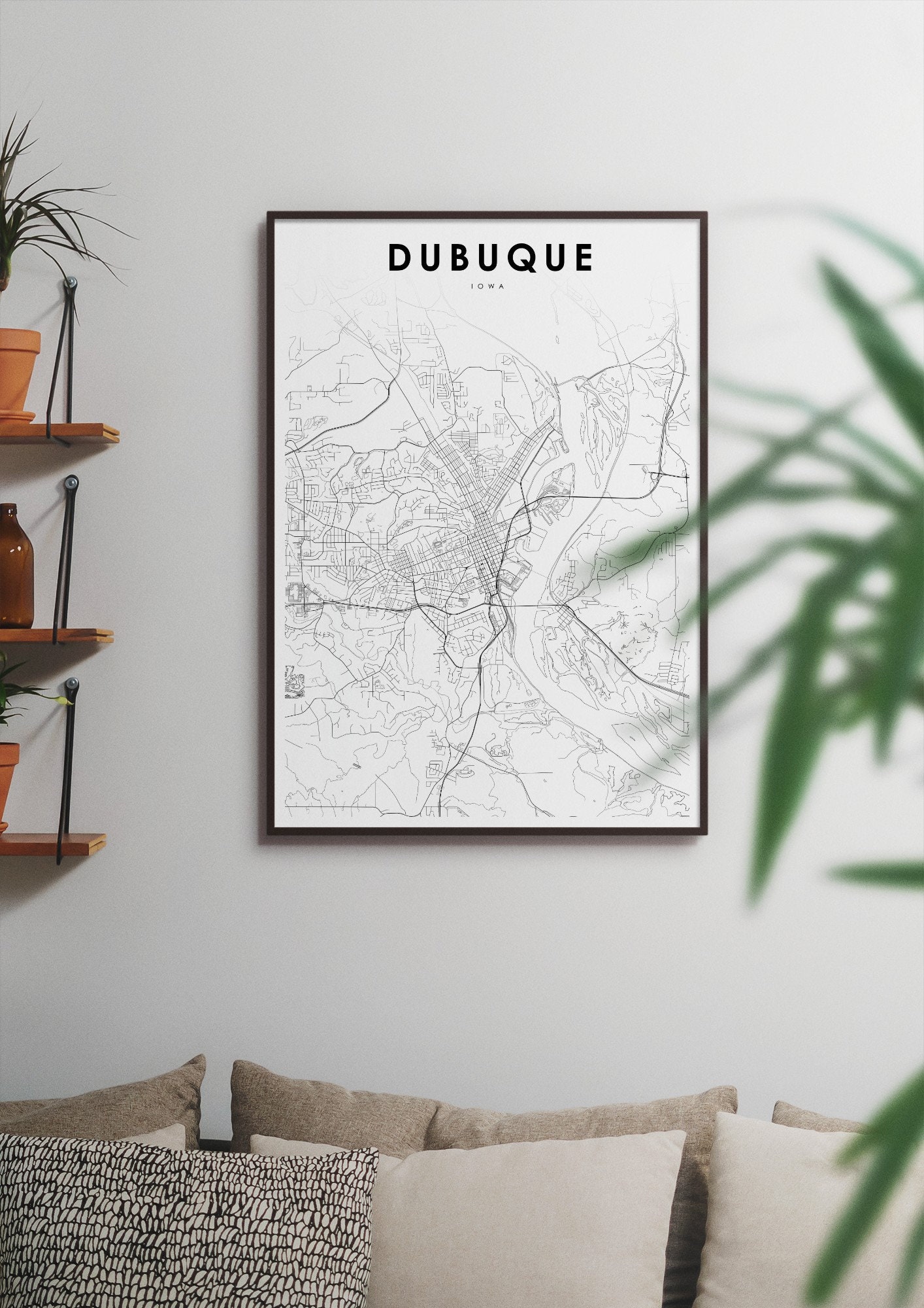 Dubuque IA Map Print Iowa USA Map Art Poster City Street - Etsy