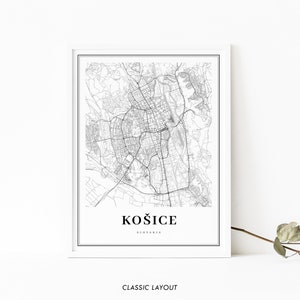 Kosice Slovakia Map Print, Map Art Poster, Košice Kassa Kaschau, City ...