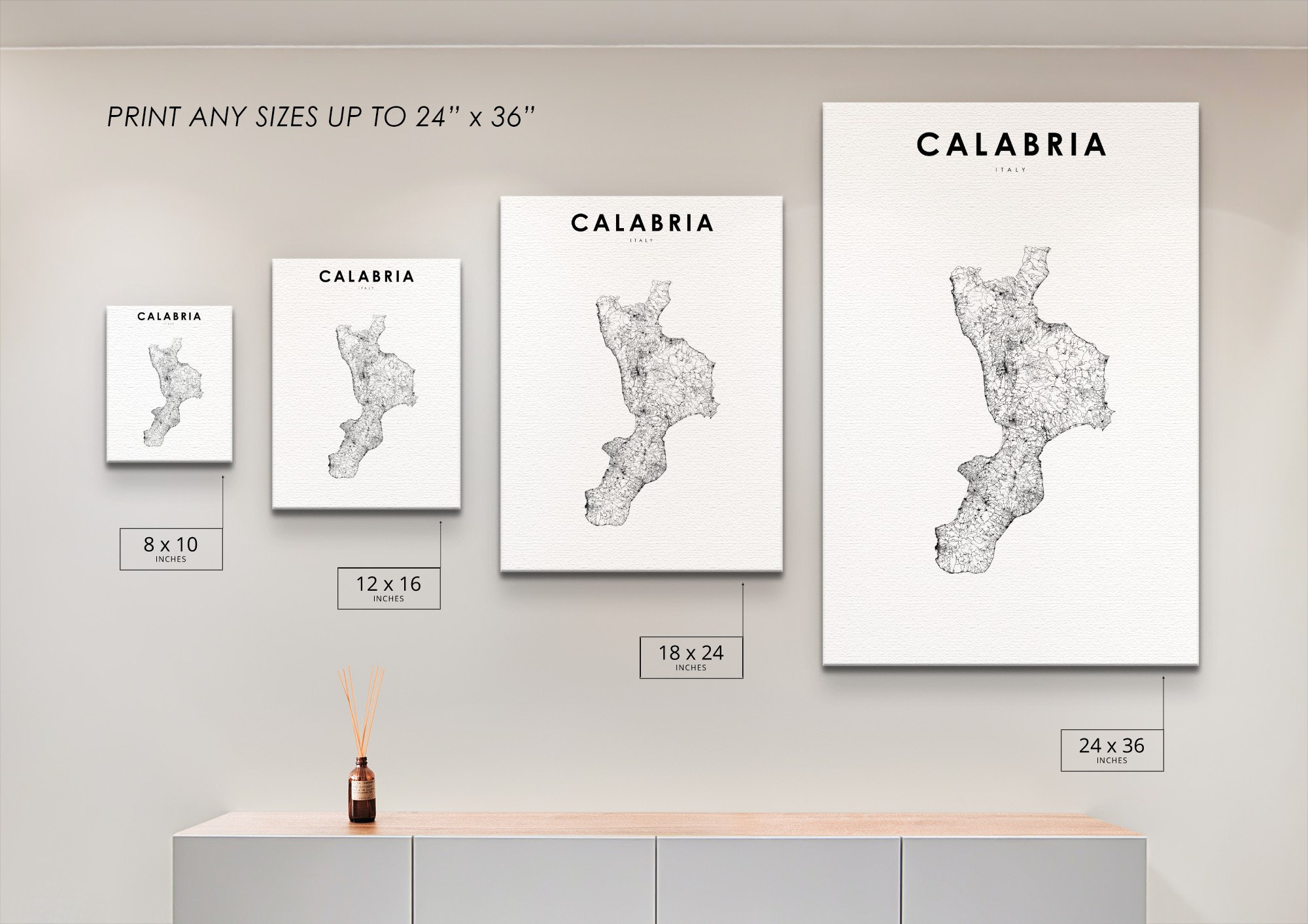 Calabria Italy Map Print Road Map Art Poster Calàbbria - Etsy