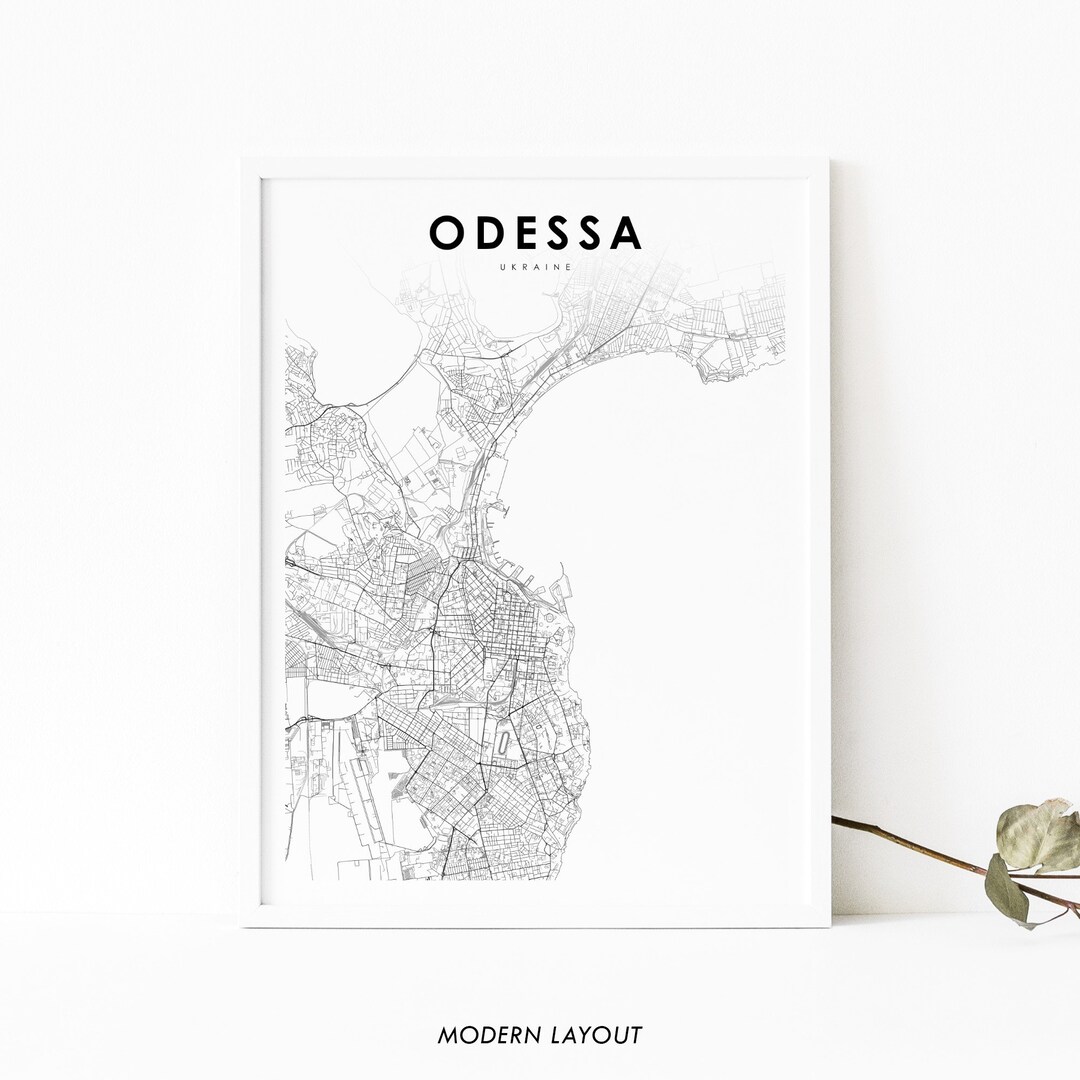 Odessa Ukraine Map Print, Map Art Poster, Odesa Одесса Україна, City ...