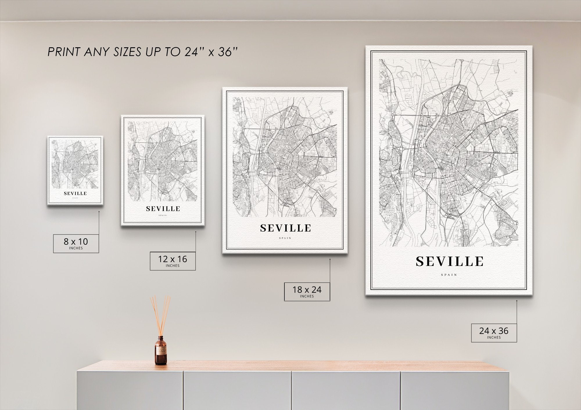 Seville Spain Map Print Map Art Poster Sevilla Andalusia | Etsy