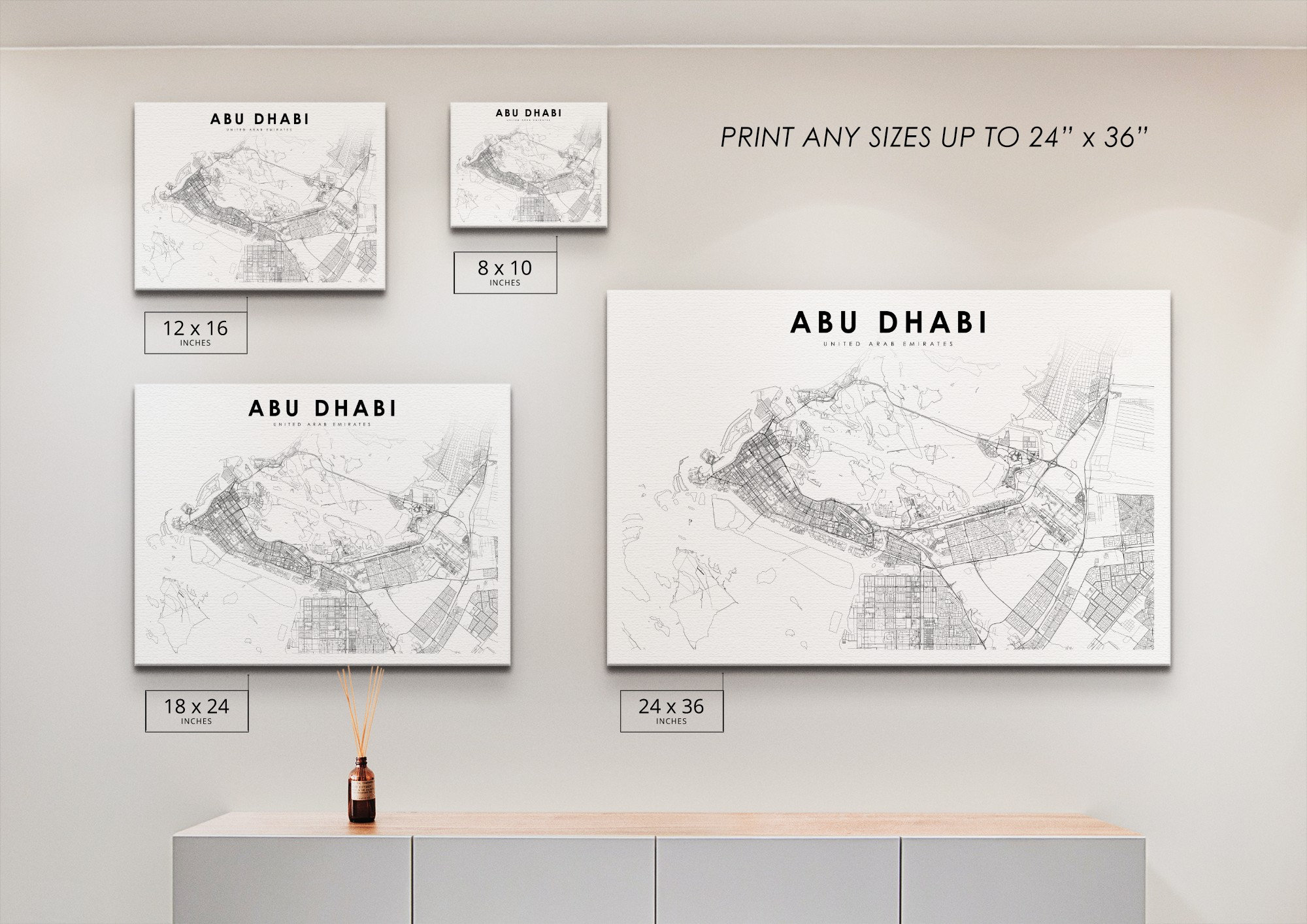 Abu Dhabi UAE Map Print United Arab Emirates Map Art Poster | Etsy