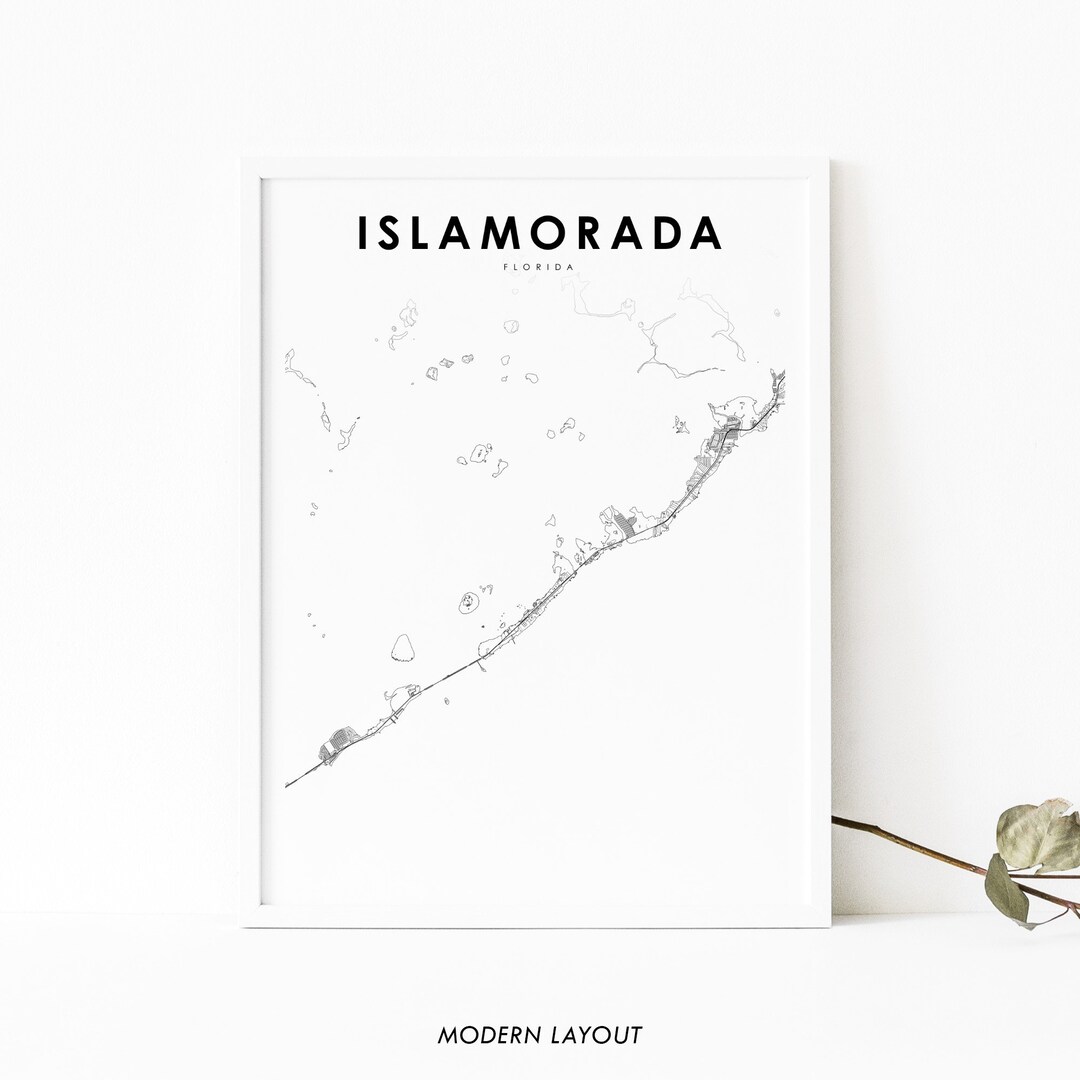 Islamorada FL Map Print, Florida USA Map Art Poster, Florida Keys, City ...