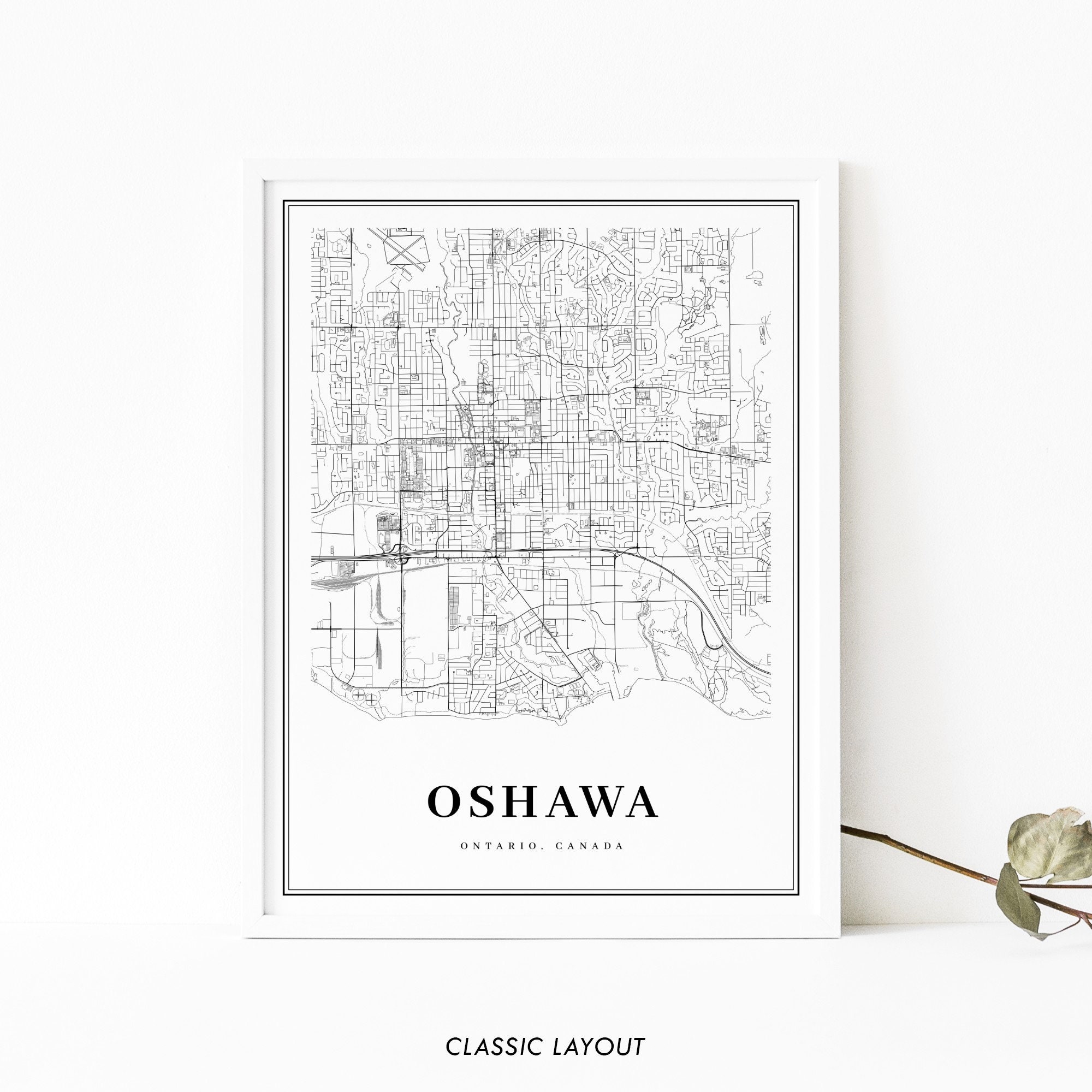 Oshawa Ontario Map Print ON Canada Map Art Poster City | Etsy