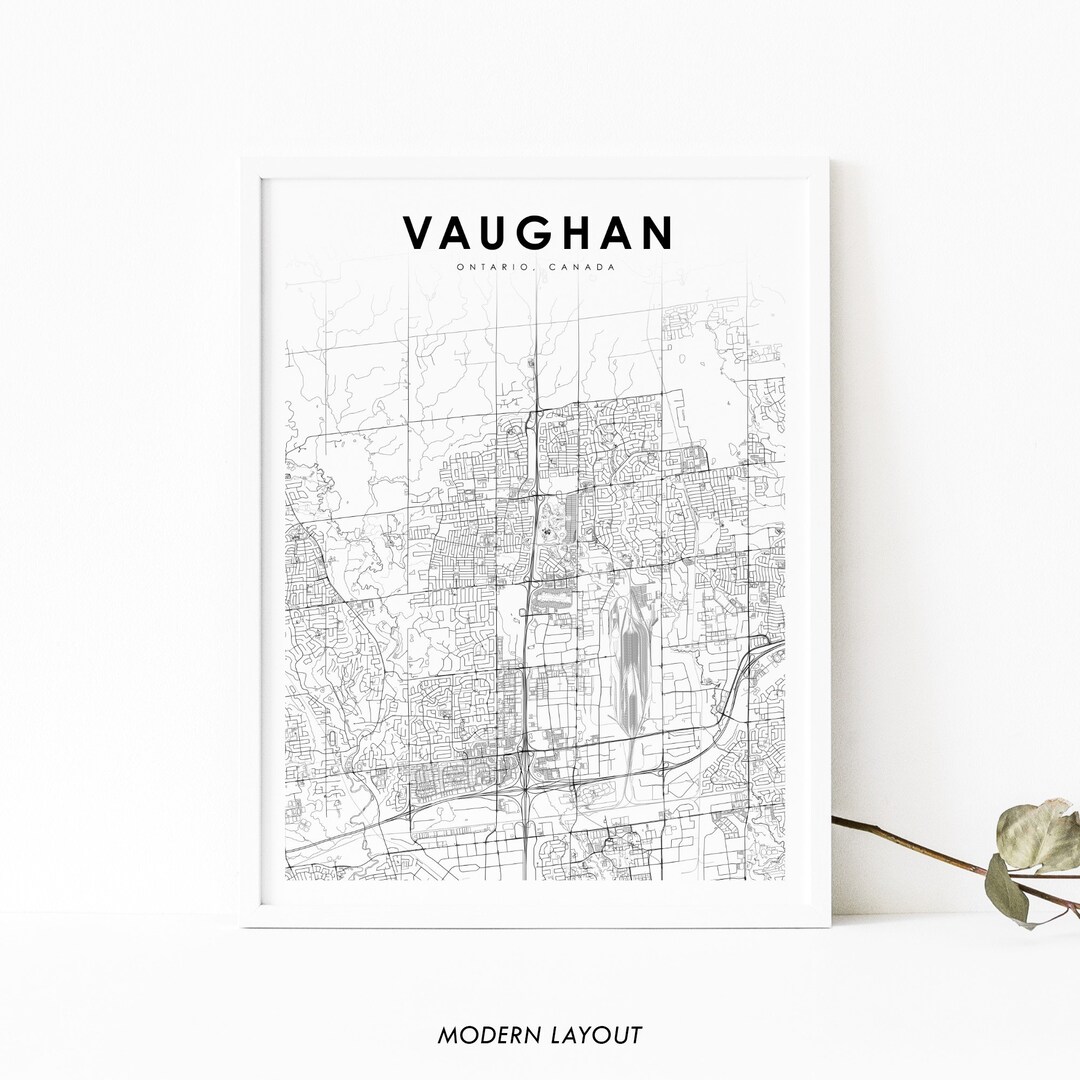 Vaughan Ontario Map Print, ON Canada Map Art Poster, City Street Road ...