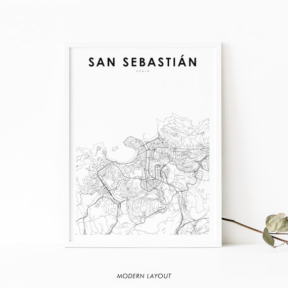 San Sebastian Spain Map Print Map Art Poster San Sebastián | Etsy