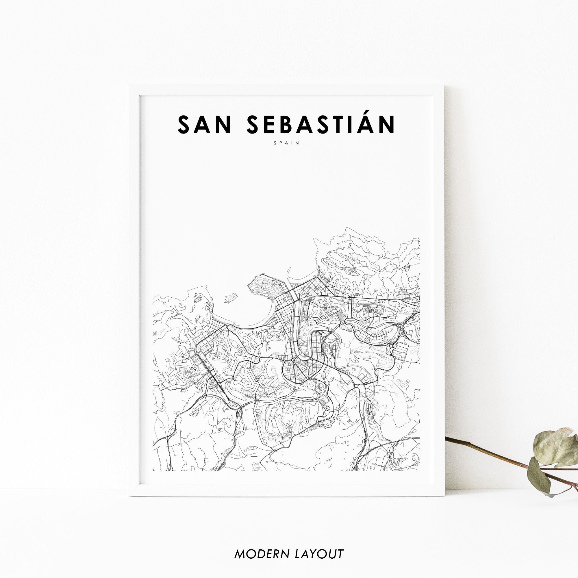 San Sebastian Spain Map Print, Map Art Poster, San Sebastián Donostia ...