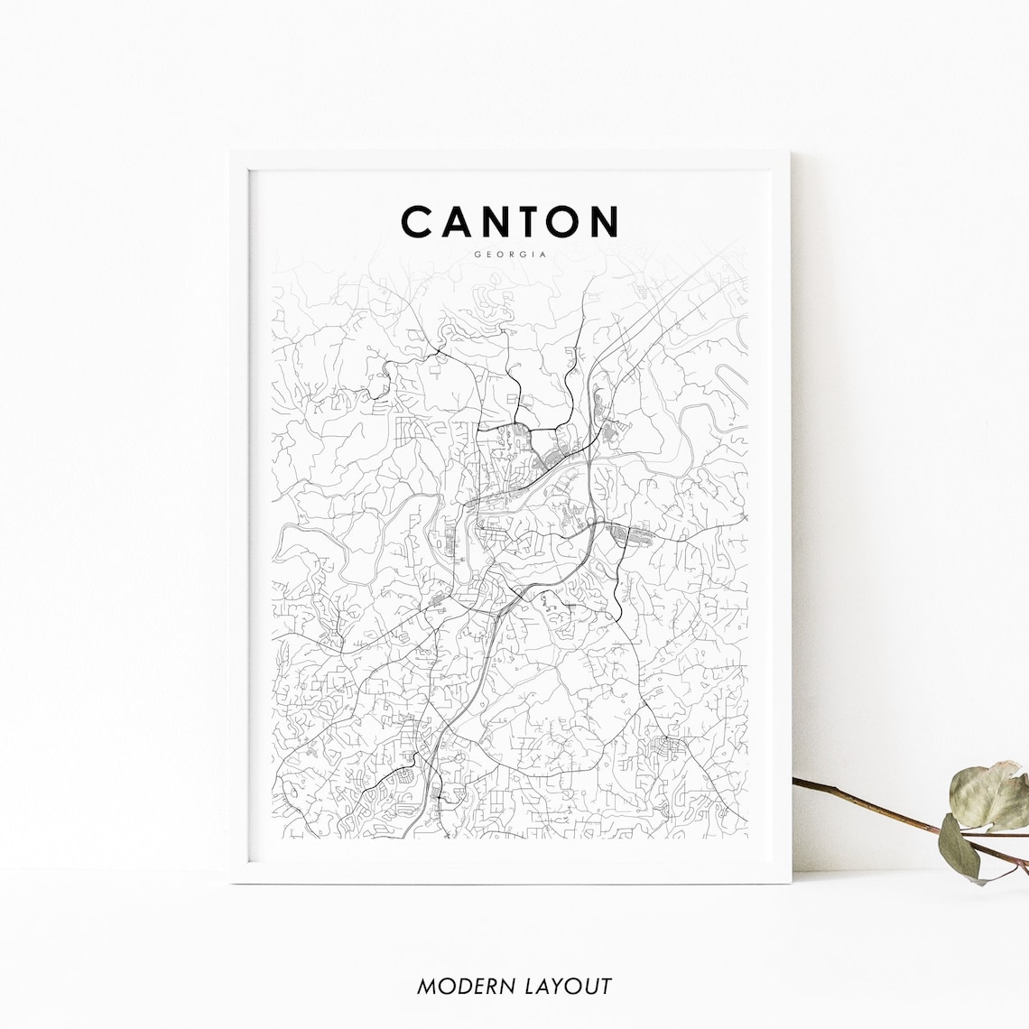 Canton GA Map Print, Georgia USA Map Art Poster, Cherokee County, City ...