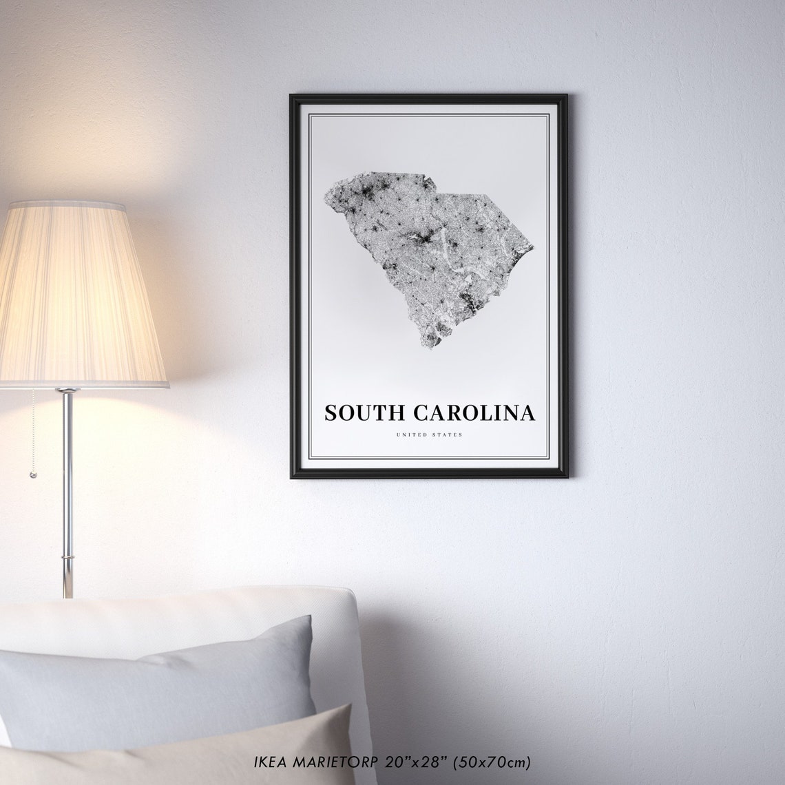 South Carolina Map Print State Road Map Print SC USA United - Etsy