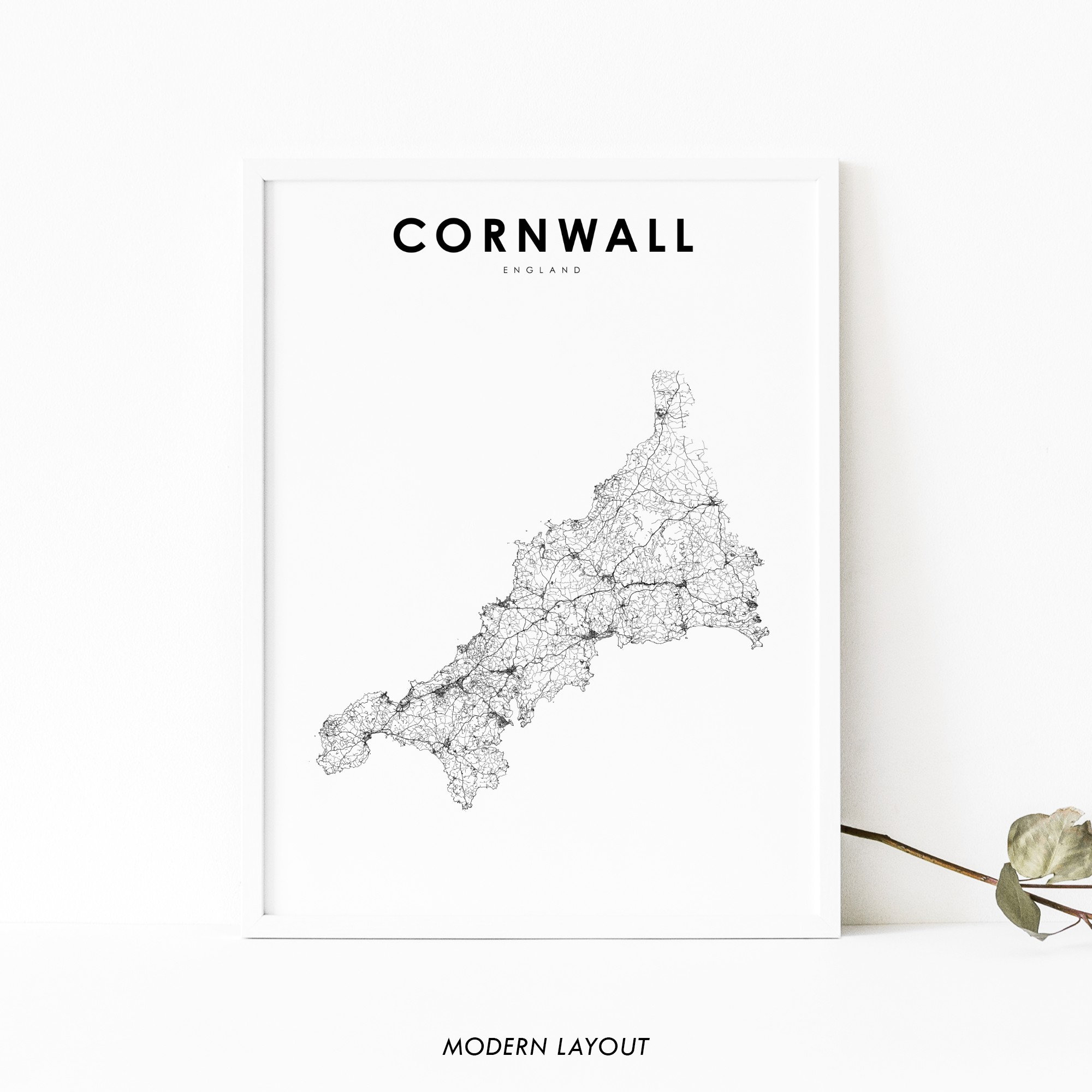 Cornwall England Map Print UK United Kingdom Road Map Art - Etsy UK