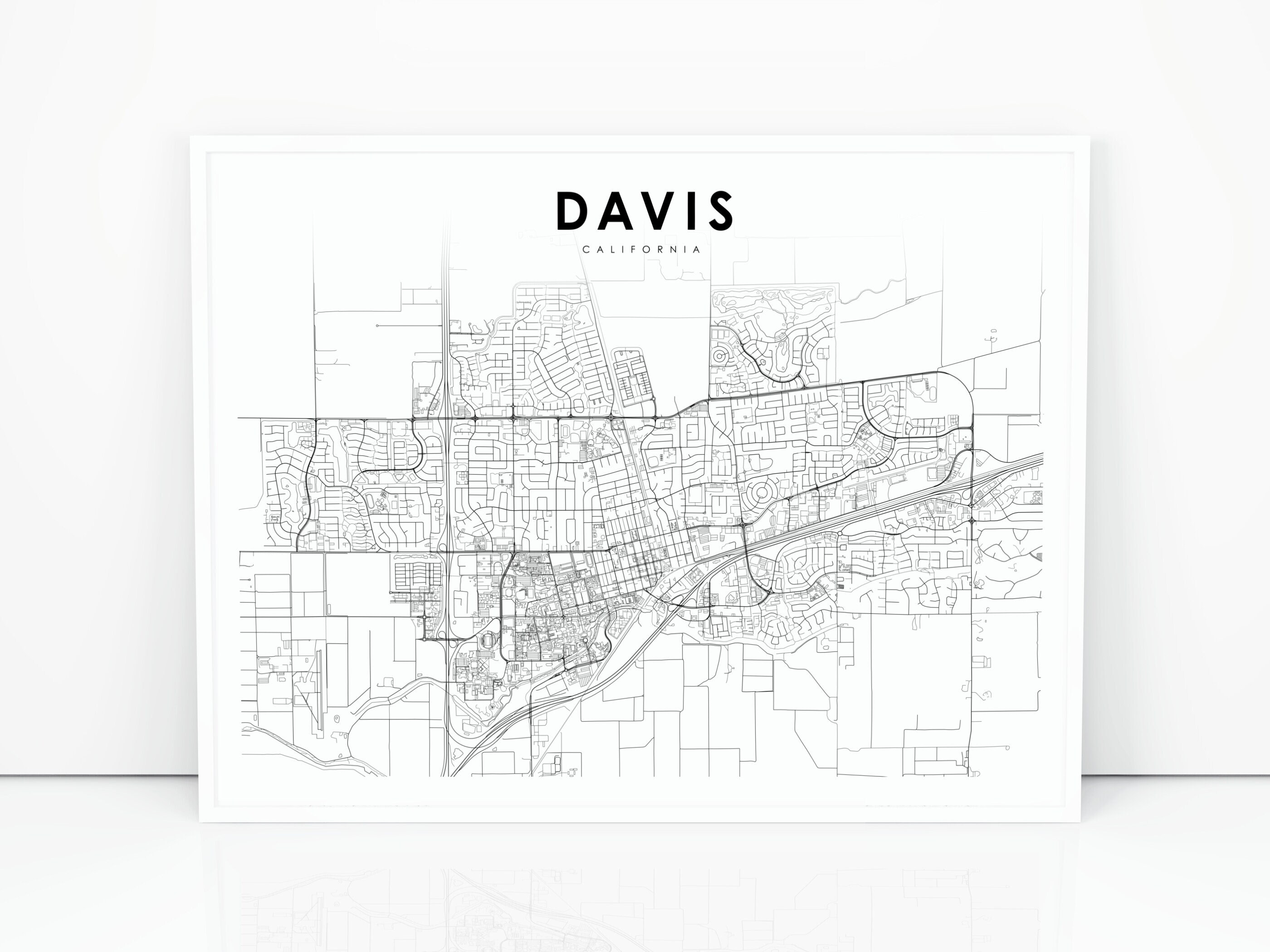 Davis CA Map Print California USA Map Art Poster Yolo County | Etsy