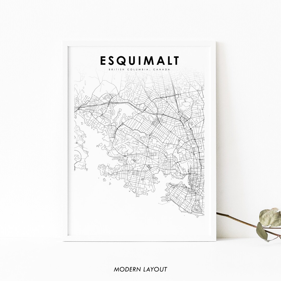 Esquimalt BC Map Print, British Columbia Canada Map Art Poster ...