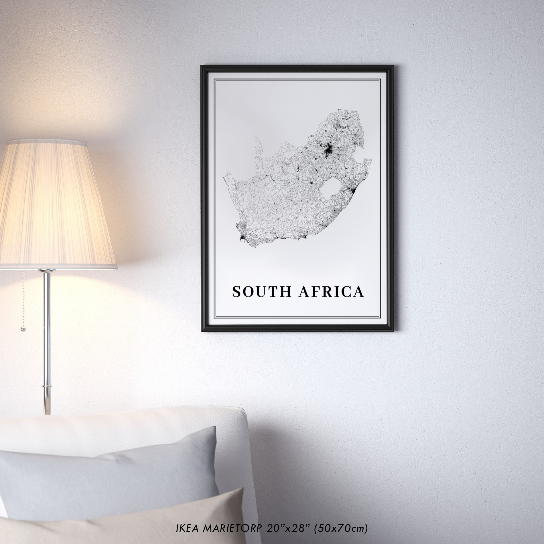 South Africa Map Print, Country Road Map Art Poster, Johannesburg Cape ...