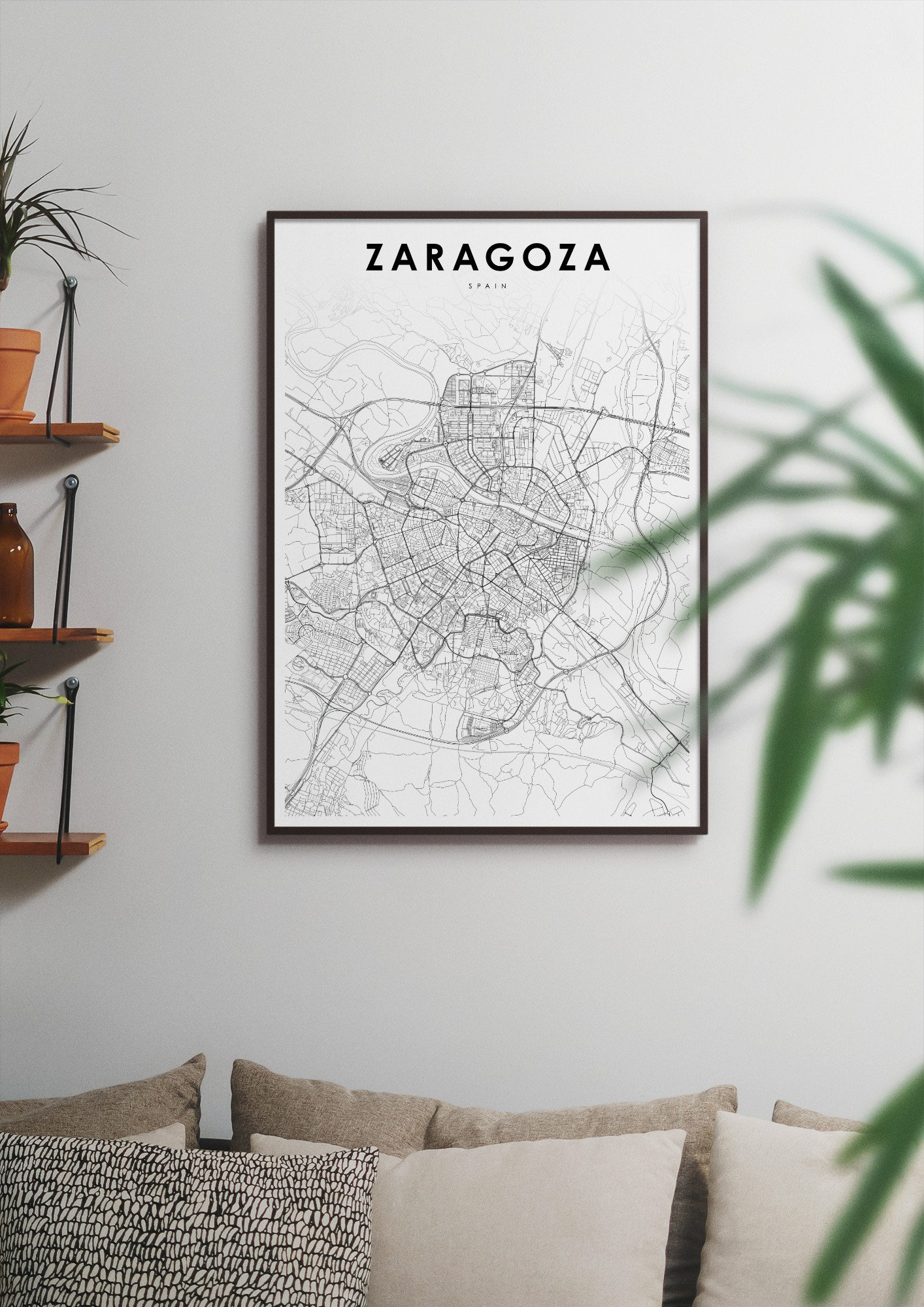 Zaragoza Spain Map Print, Map Art Poster, Saragossa Aragon, City Street ...