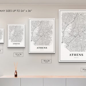 Athens Greece Map Print, Map Art Poster, Αθήνα Ελλάδα, City Street Road ...