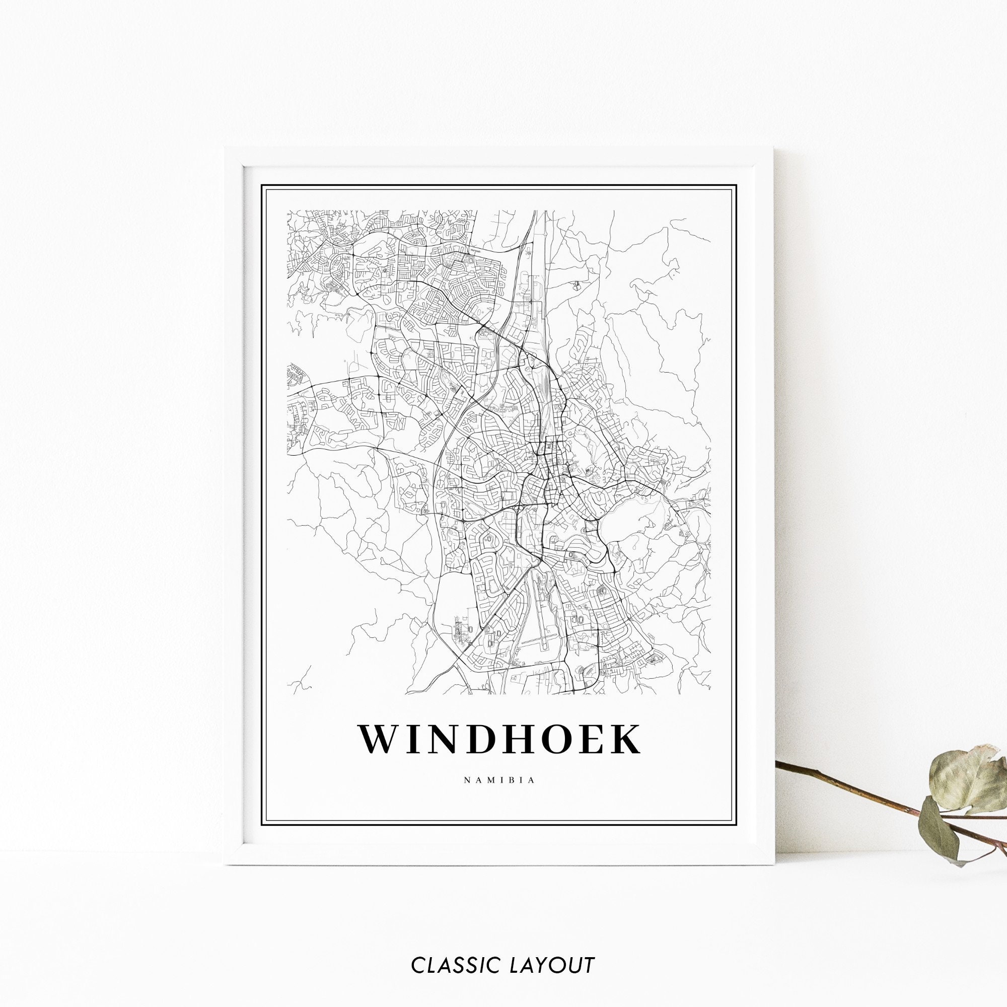 Windhoek Namibia Map Print Map Art Poster Windhuk Africa - Etsy