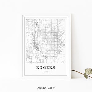 Rogers AR Map Print, Arkansas USA Map Art Poster, Benton County, City ...