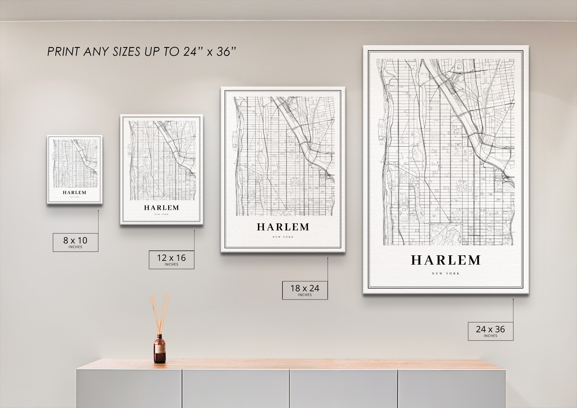 Harlem NY Map Print New York USA Map Art Poster Manhattan - Etsy