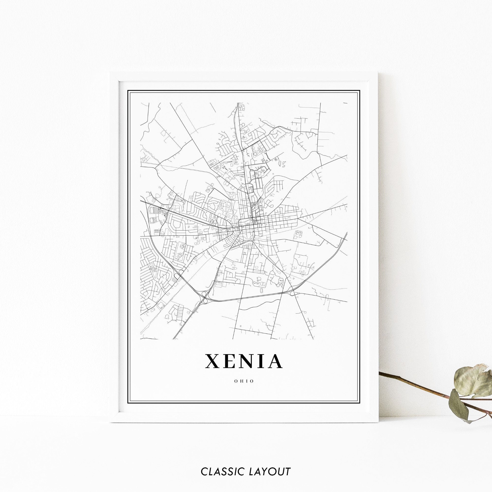 Xenia OH Map Print Ohio USA Map Art Poster Dayton Greene | Etsy