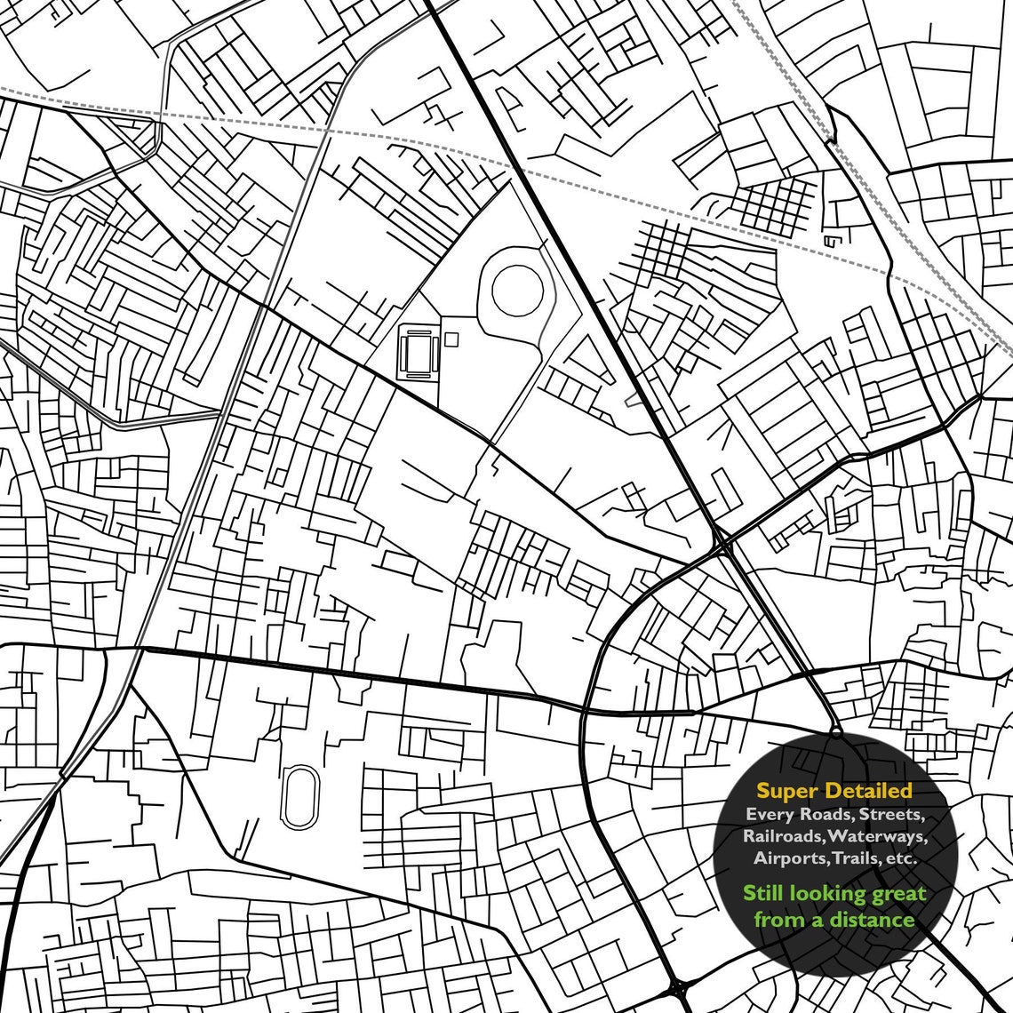 Jalandhar India Map Print, Jullundur Punjab Map Art Poster, City Street ...