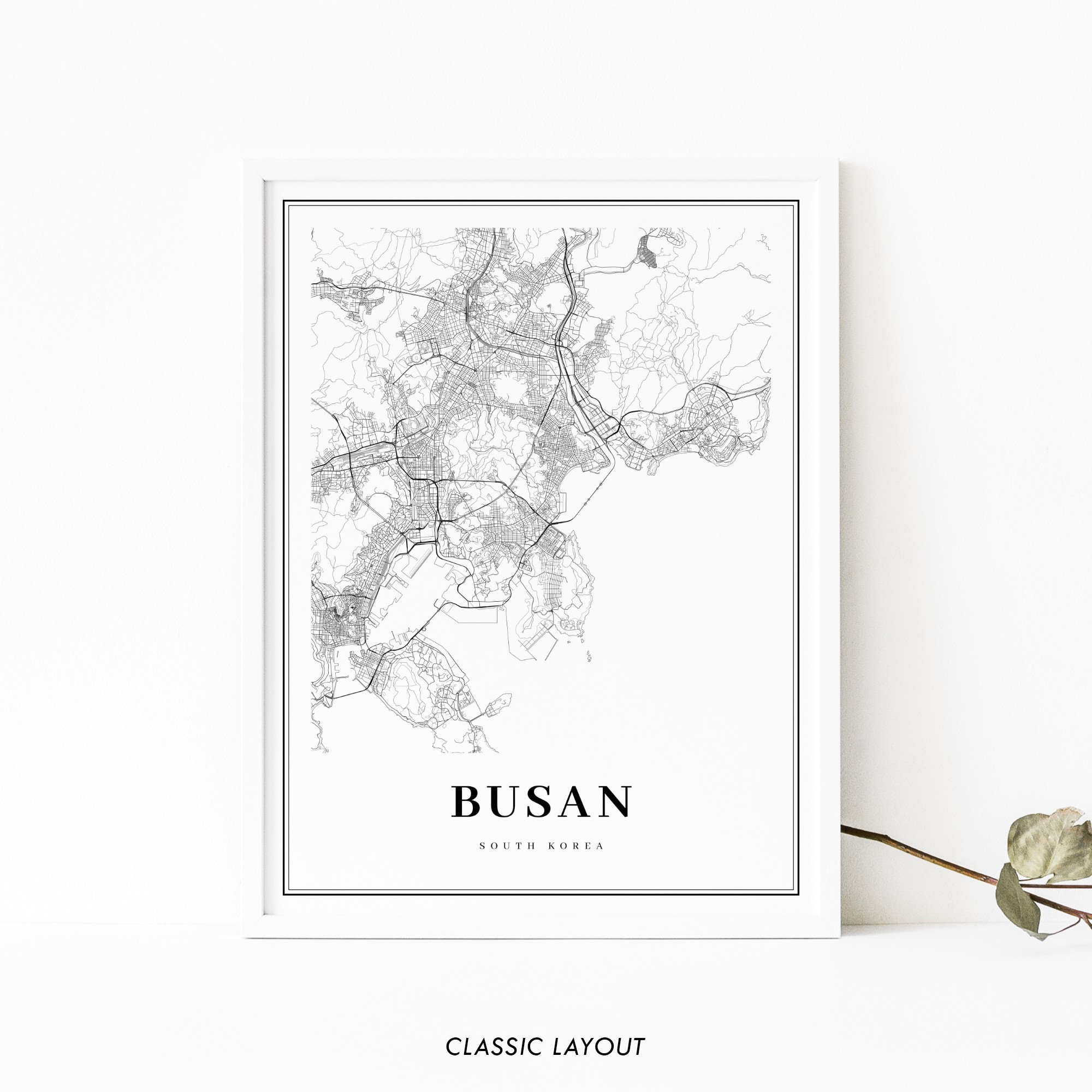Busan South Korea Map Print 부산 부산직할시 대한민국 한국 남한 지도 Map Art | Etsy