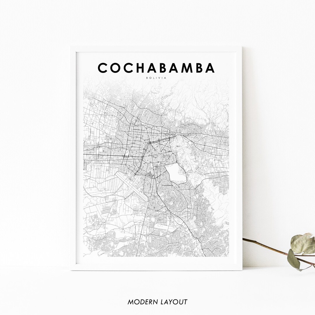 Cochabamba Map Print, Bolivia Map Art Poster, Qhuchapampa, City Street ...