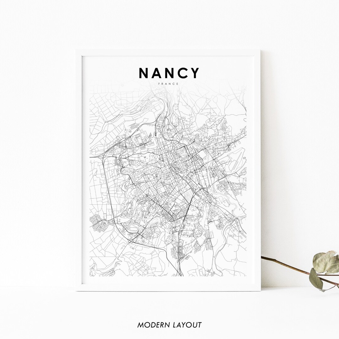 Nancy France Map Print, Map Art Poster, Nanzig Grand Est Lorraine, City ...