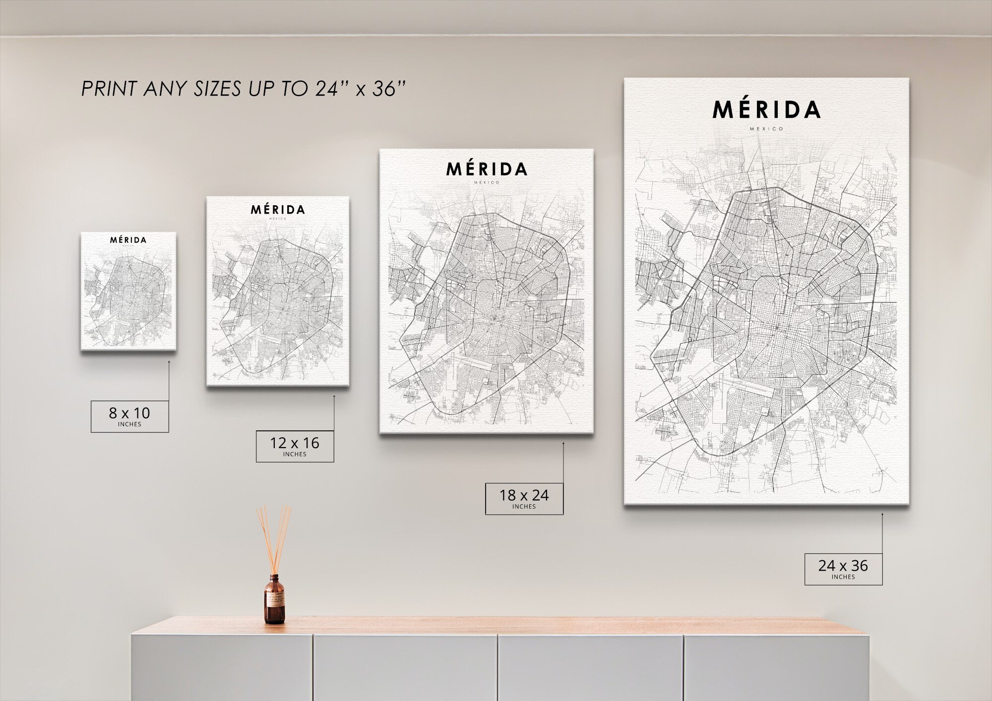 Mérida Mexico Map Print Merida México Yucatán Map Art Poster - Etsy