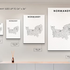 Normandy France Map Print, Map Art Poster, Normandie Française, City ...