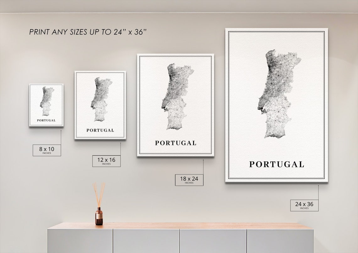 Portugal Map Print, Country Road Map Poster, República Portuguesa ...