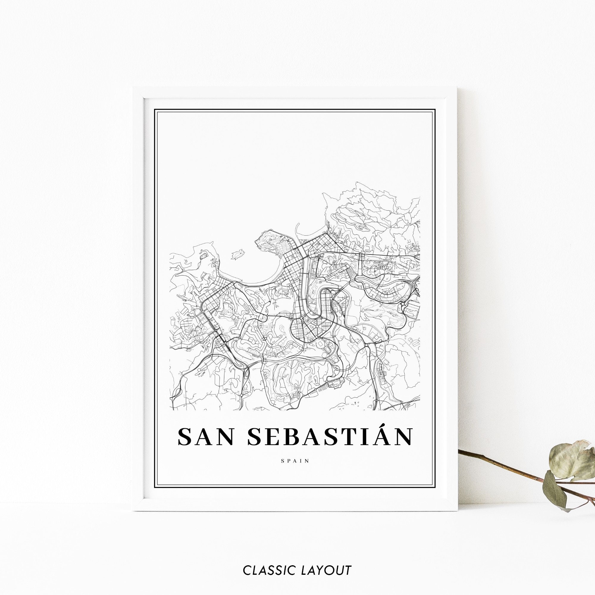 San Sebastian Spain Map Print, Map Art Poster, San Sebastián Donostia ...